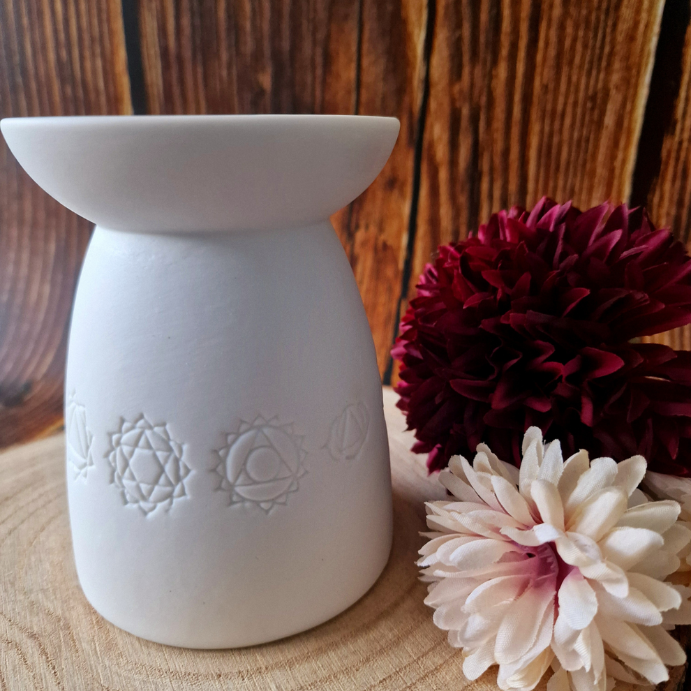 White Ceramic Seven Chakra Oil/Wax Burner – Aspire & Alchemy
